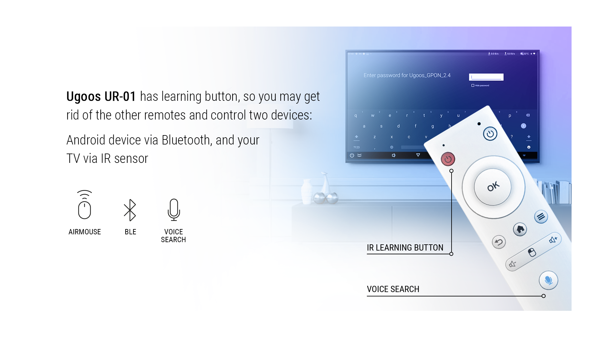 Ugoos BT Remote Control with IR Function and Gyroscope